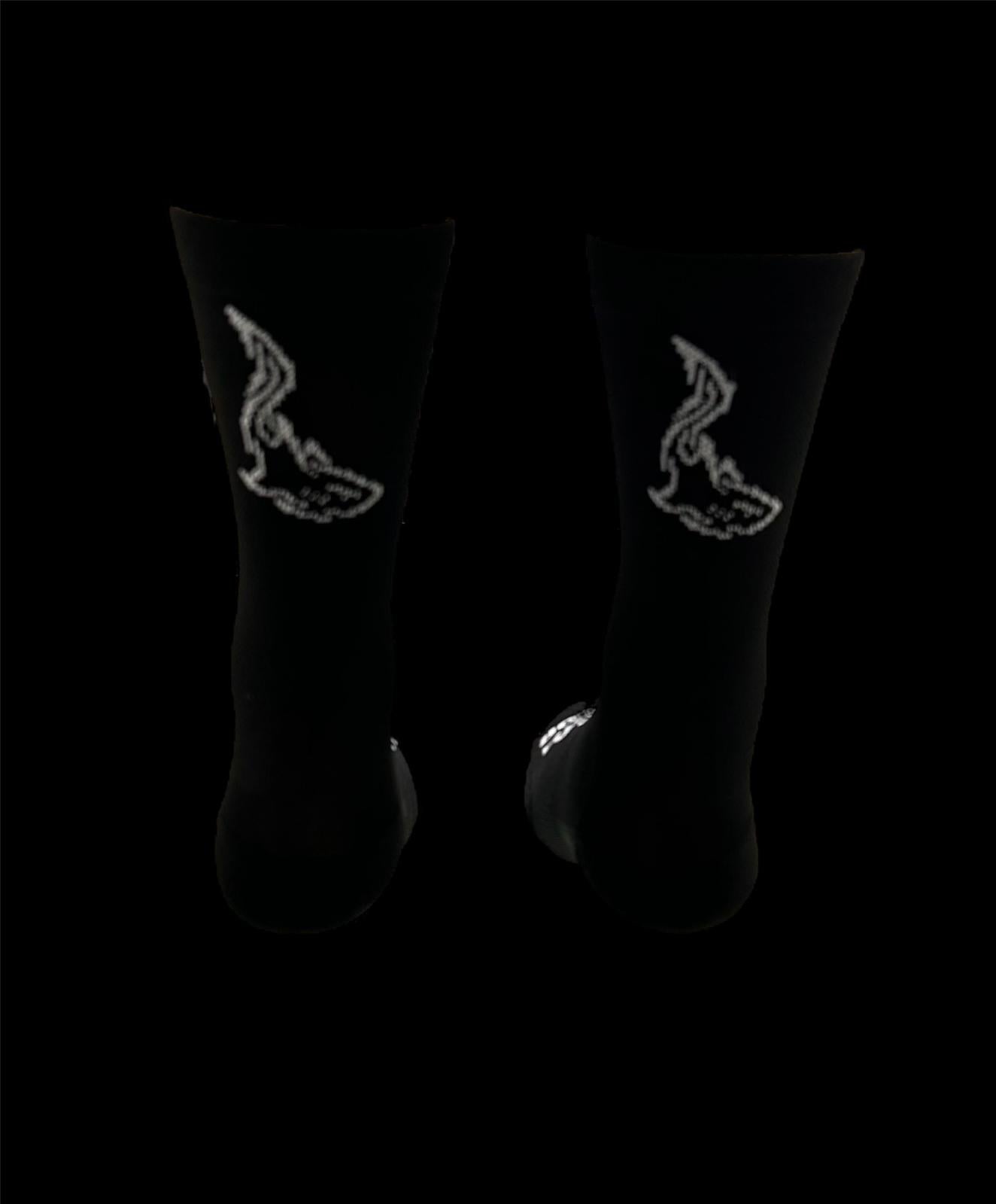 “Alpha Sharks” is a Black and White 6” Mens and women’s cycling sock w ...