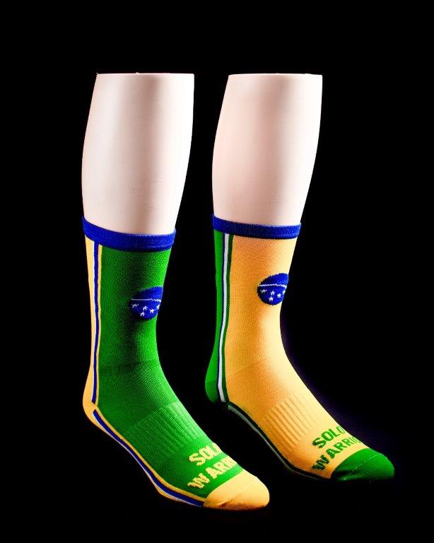 Brazilian Warrior flag 6" Men's and Women's cycling sock with compress ...